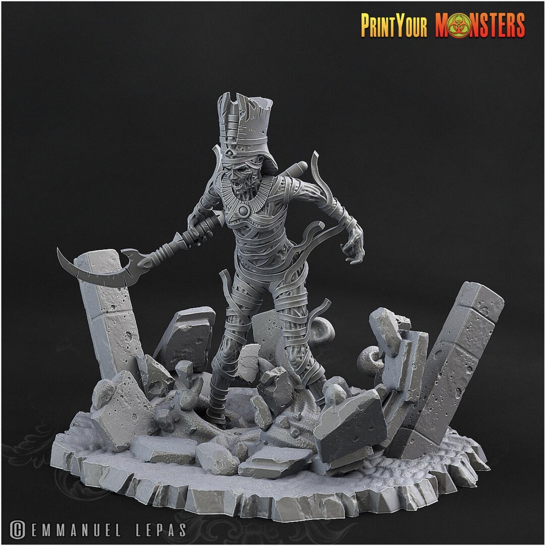 Mummy Lord Miniature: 3D Printed Resin Undead Boss for D&D - Etsy