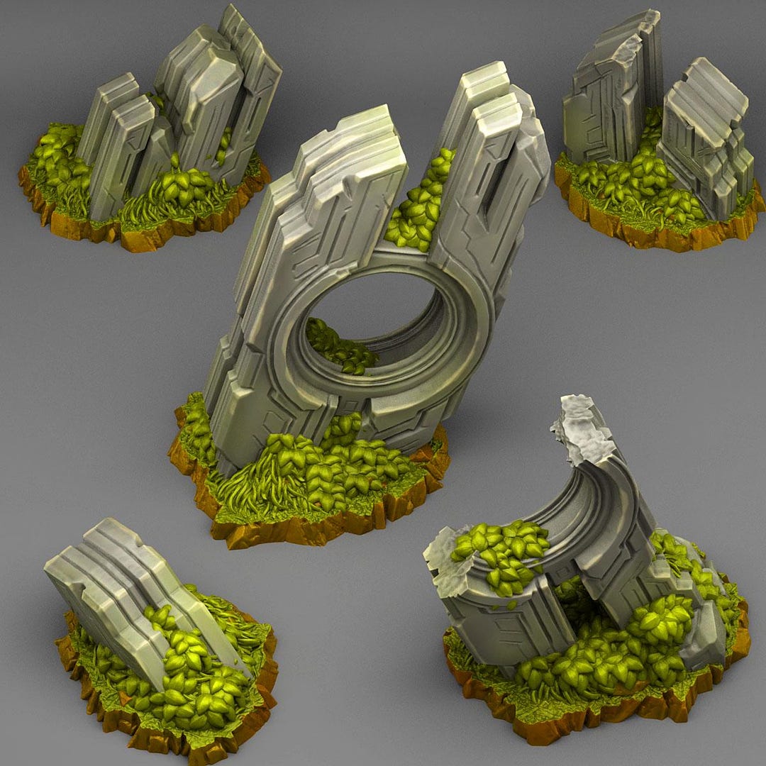 Overgrown Relics Terrain: 32mm Scale RPG Scatter, Dnd Scenery - Etsy