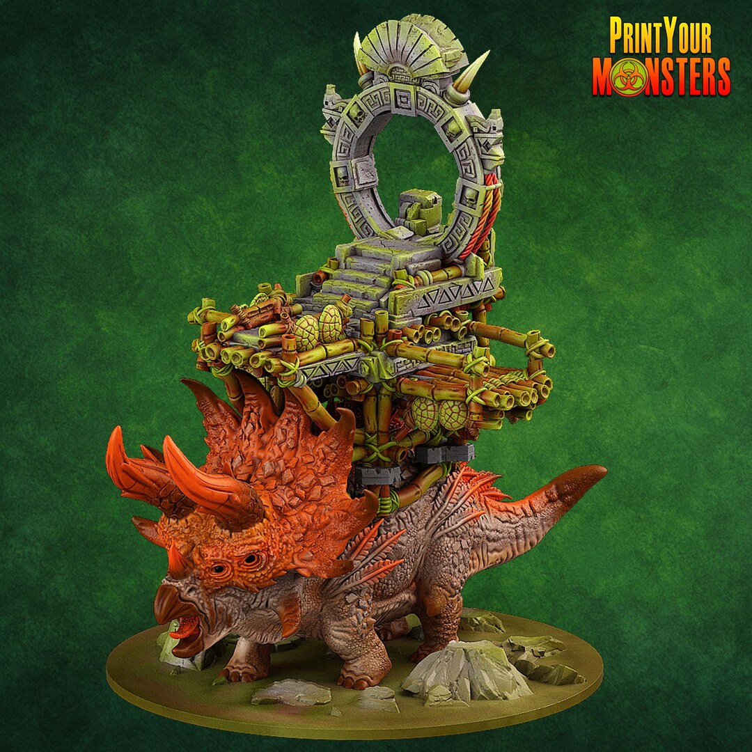 Lizardfolk Triceratops War Mount Miniature | Jungle Temple, Dnd TTRPG ...
