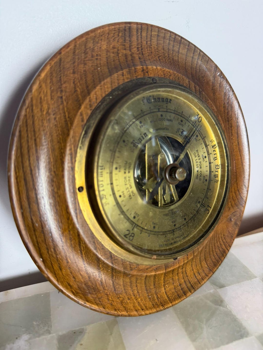 Smiths ‘SB’ Aneroid Barometer on Turned Wood Mount — British, Mid ...