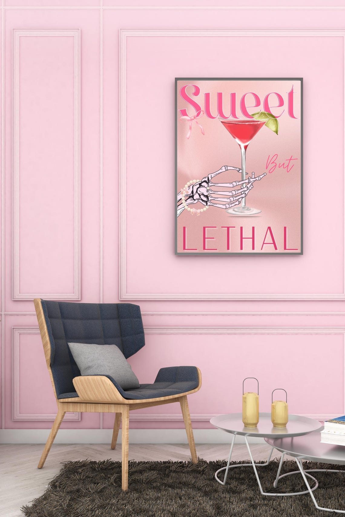 Sweet but Lethal Poster, Coquette Aesthetic Wall Art, Skeleton Hand ...