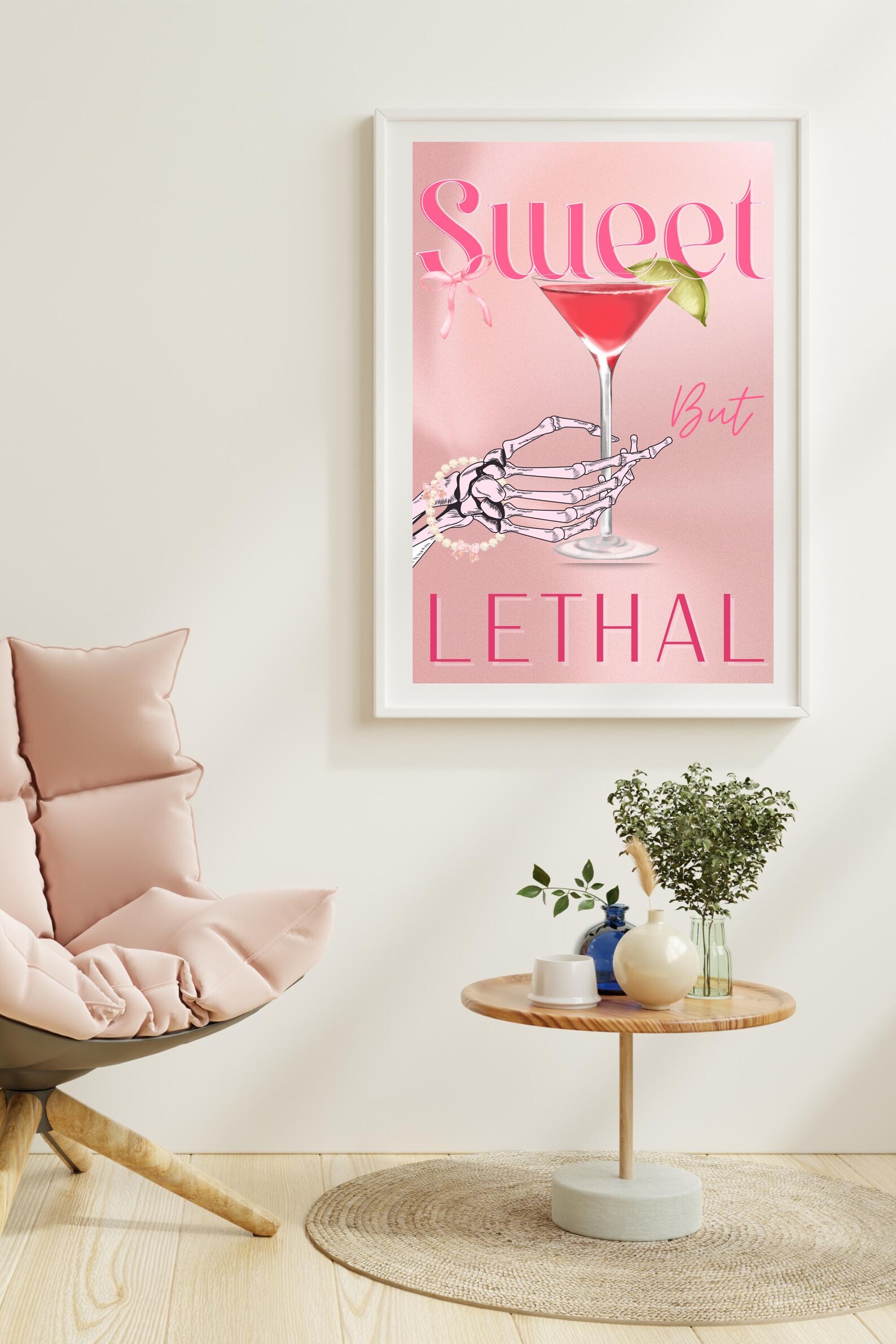 Sweet but Lethal Poster, Coquette Aesthetic Wall Art, Skeleton Hand ...