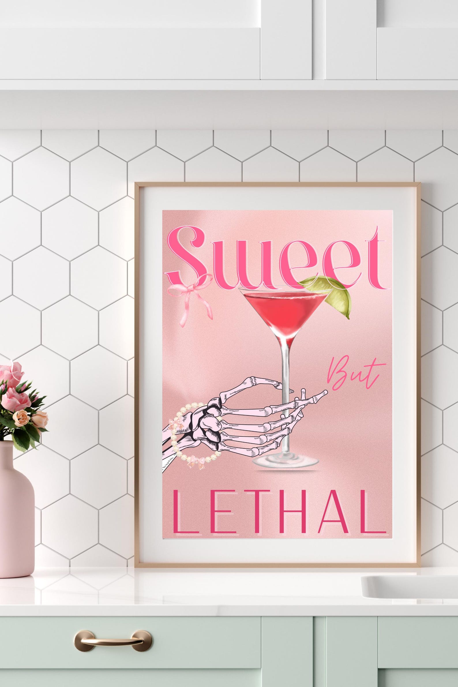 Sweet but Lethal Poster, Coquette Aesthetic Wall Art, Skeleton Hand ...