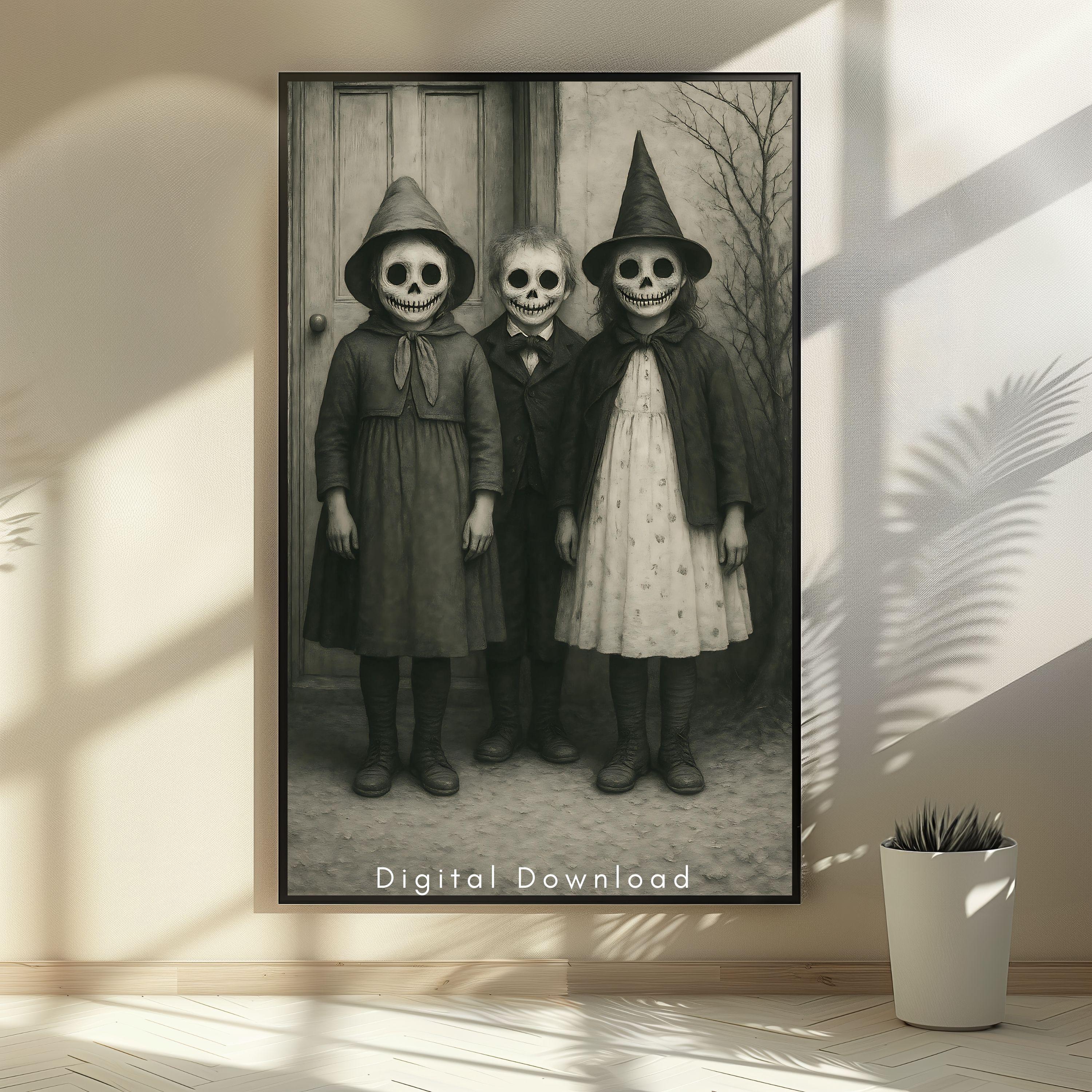 Vintage Halloween Photograph Print: Spooky Ghost Children, Gothic Home ...