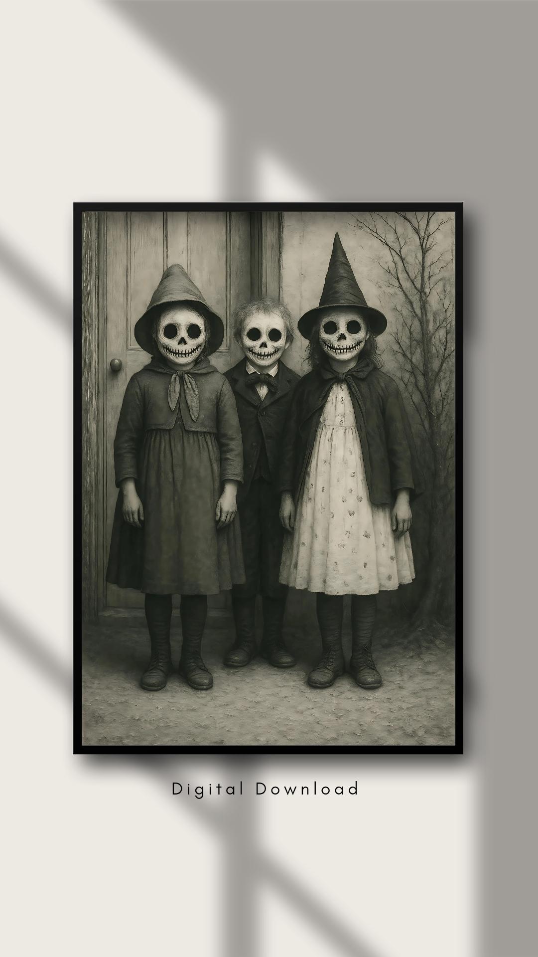 Vintage Halloween Photograph Print: Spooky Ghost Children, Gothic Home ...