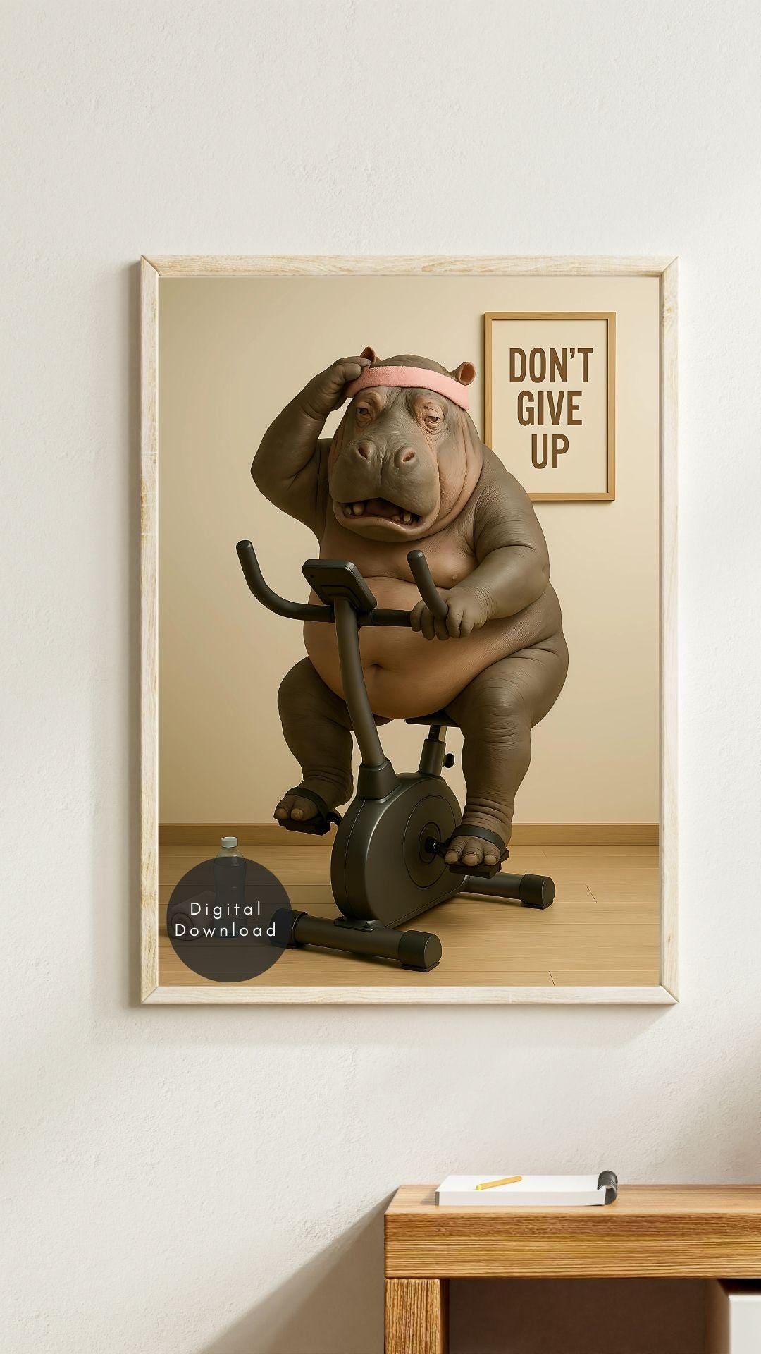 Funny Hippo Exercise Poster: Quirky Gym Decor Digital Download - Etsy