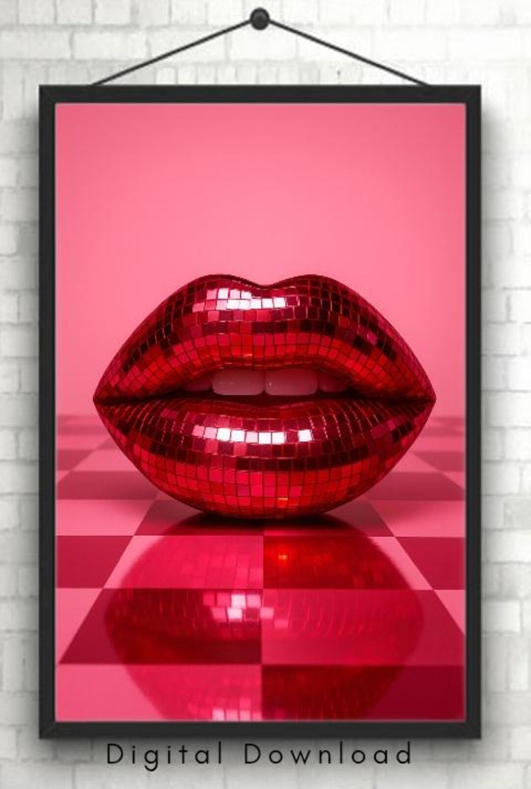 Disco Ball Lips Print: Y2K Glam Pop Art (digital Download, PDF - Etsy