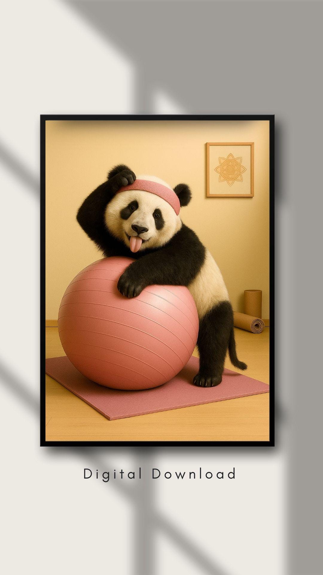 Funny Panda Exercise Ball Print: Playful Yoga Room Decor (digital ...