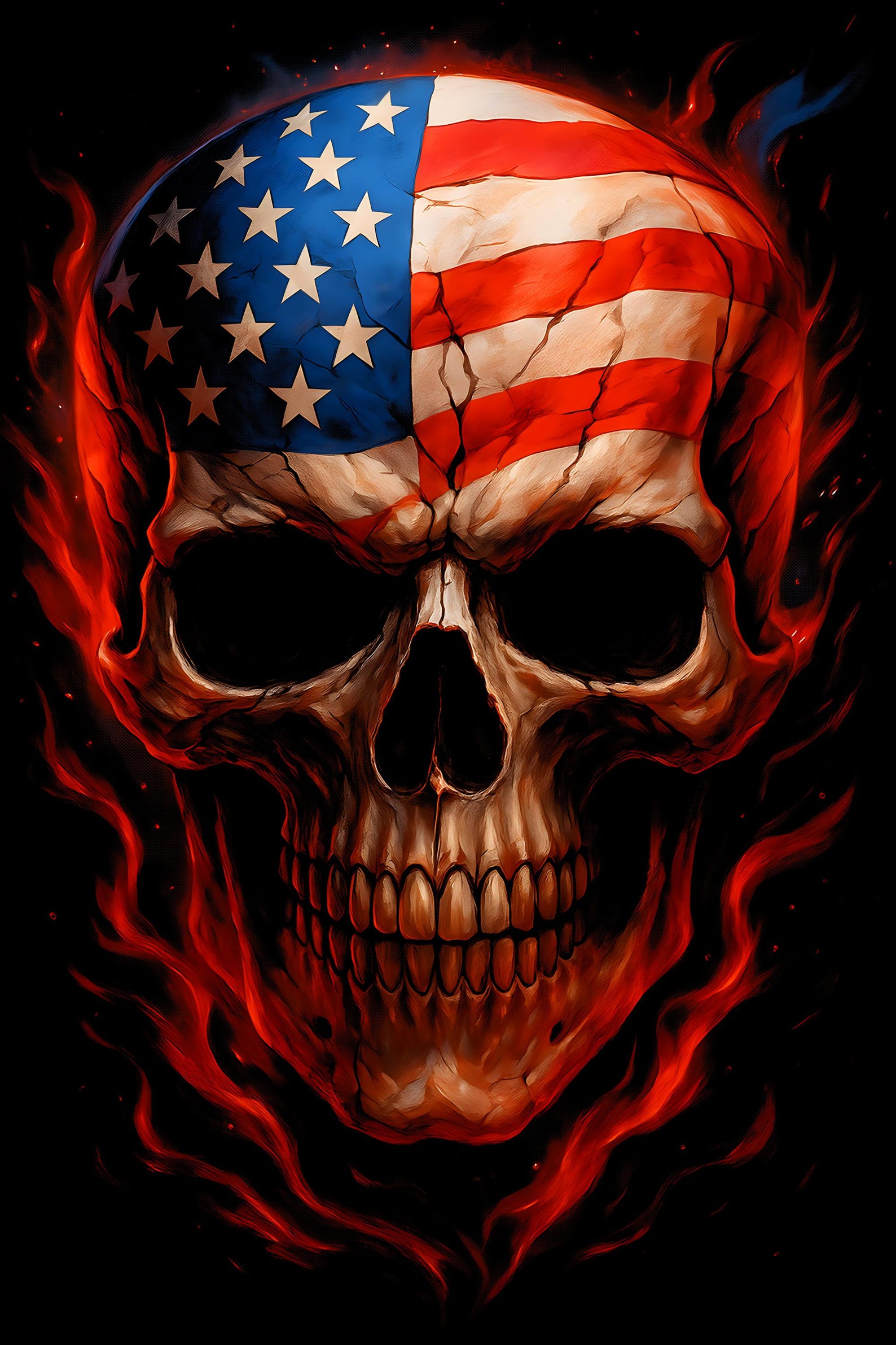 2 American Flag Skull PNG, Patriotic Skull Clipart, 4th of July ...