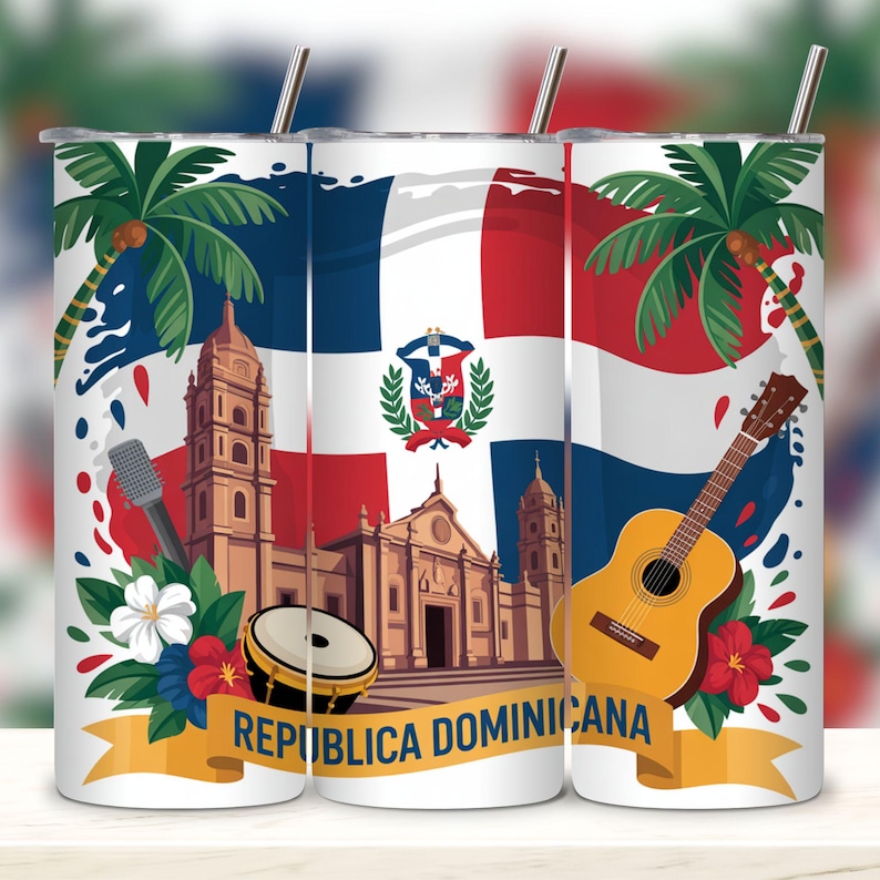 Dominican Republic Flag Tumbler Wrap: 20oz Skinny Sublimation (digital ...