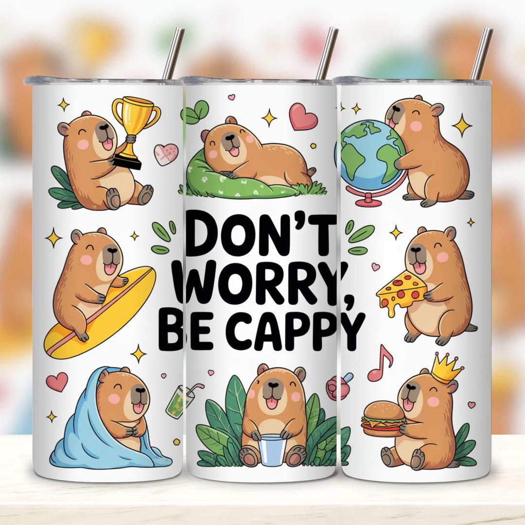 Cute Capybara Tumbler Wrap, Be Happy 20 Oz Sublimation Tumbler Png, Don ...