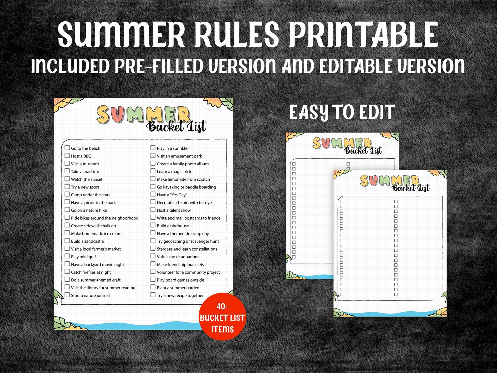 Printable Editable SUMMER 2025 Planner Bundle | Summer Calendar and ...