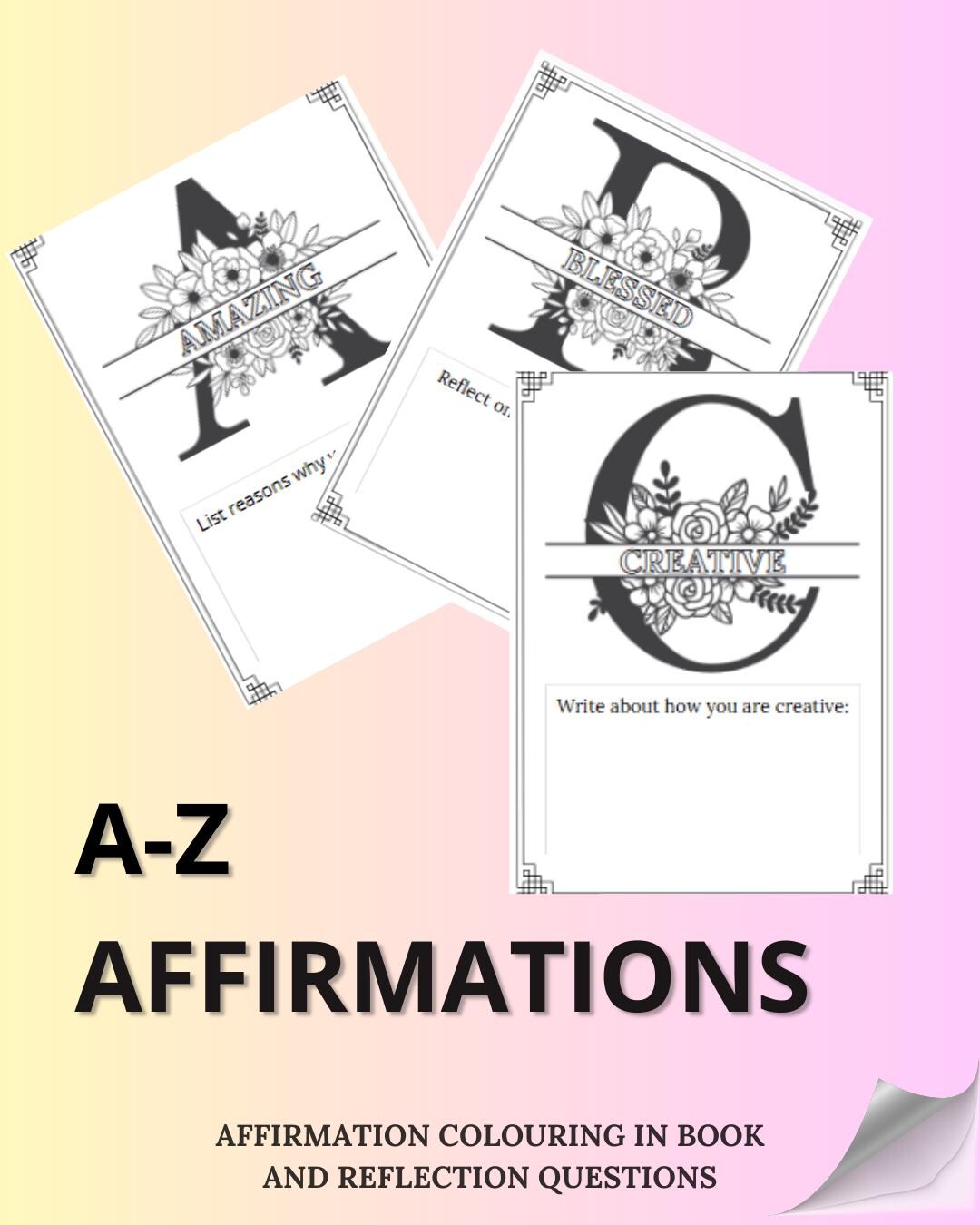A-to-z Affirmation Coloring Book With Reflection Questions | Printable ...