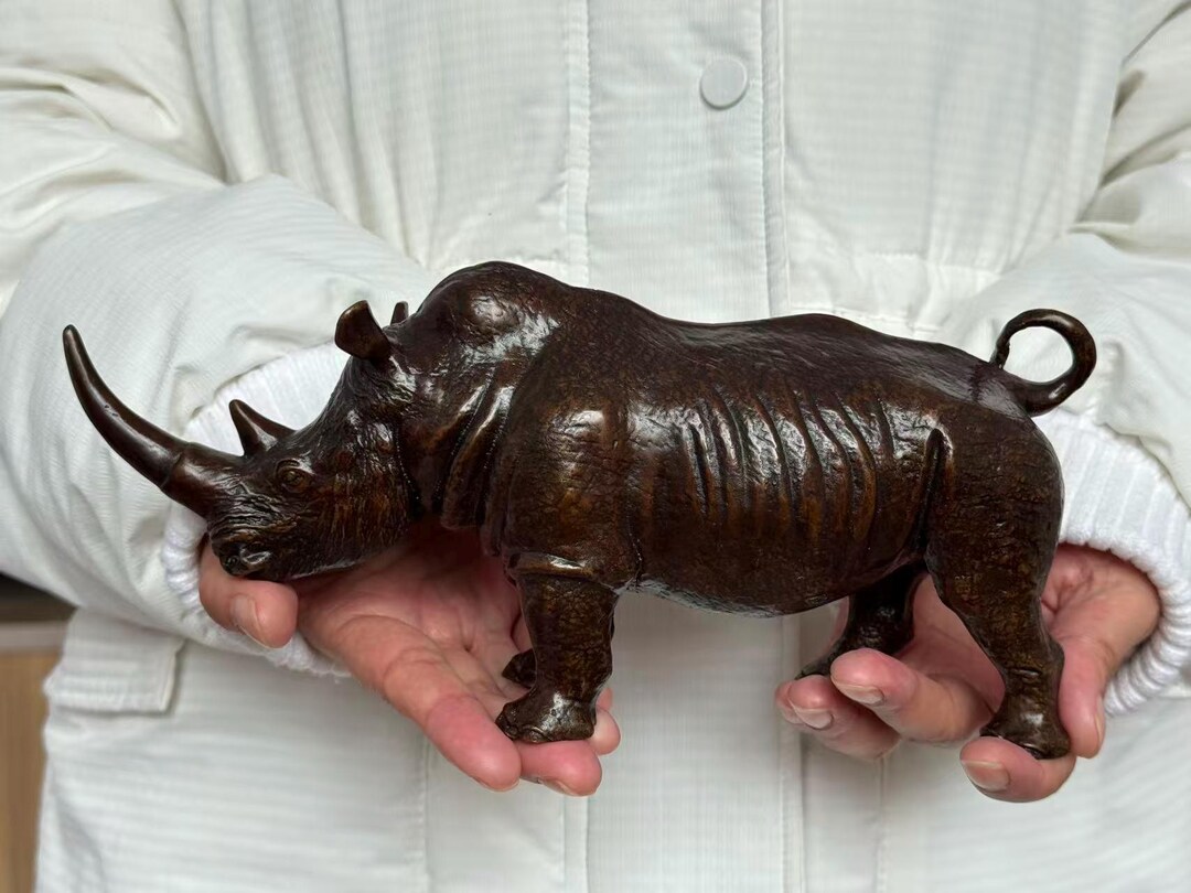 Vintage Bronze Rhino Toys Model Figure,copper Animal Rhinoceros ...