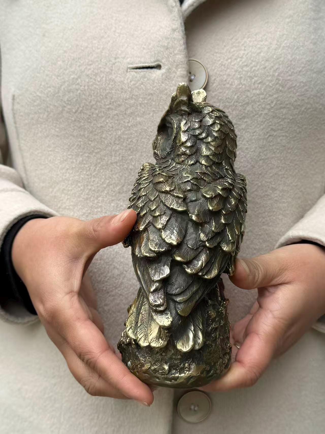 Vintage Copper Owl Statue, Owl Figurine, Unique Tabletop Art , Owl ...