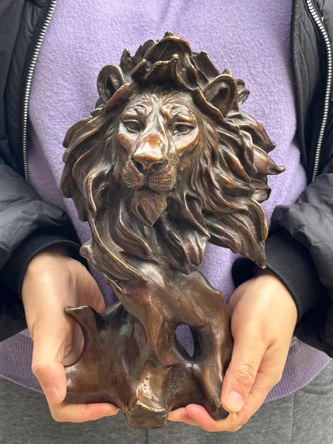 Copper Bronze Handsome Lion Head Bust Statue Figure,lion Head Statue ...
