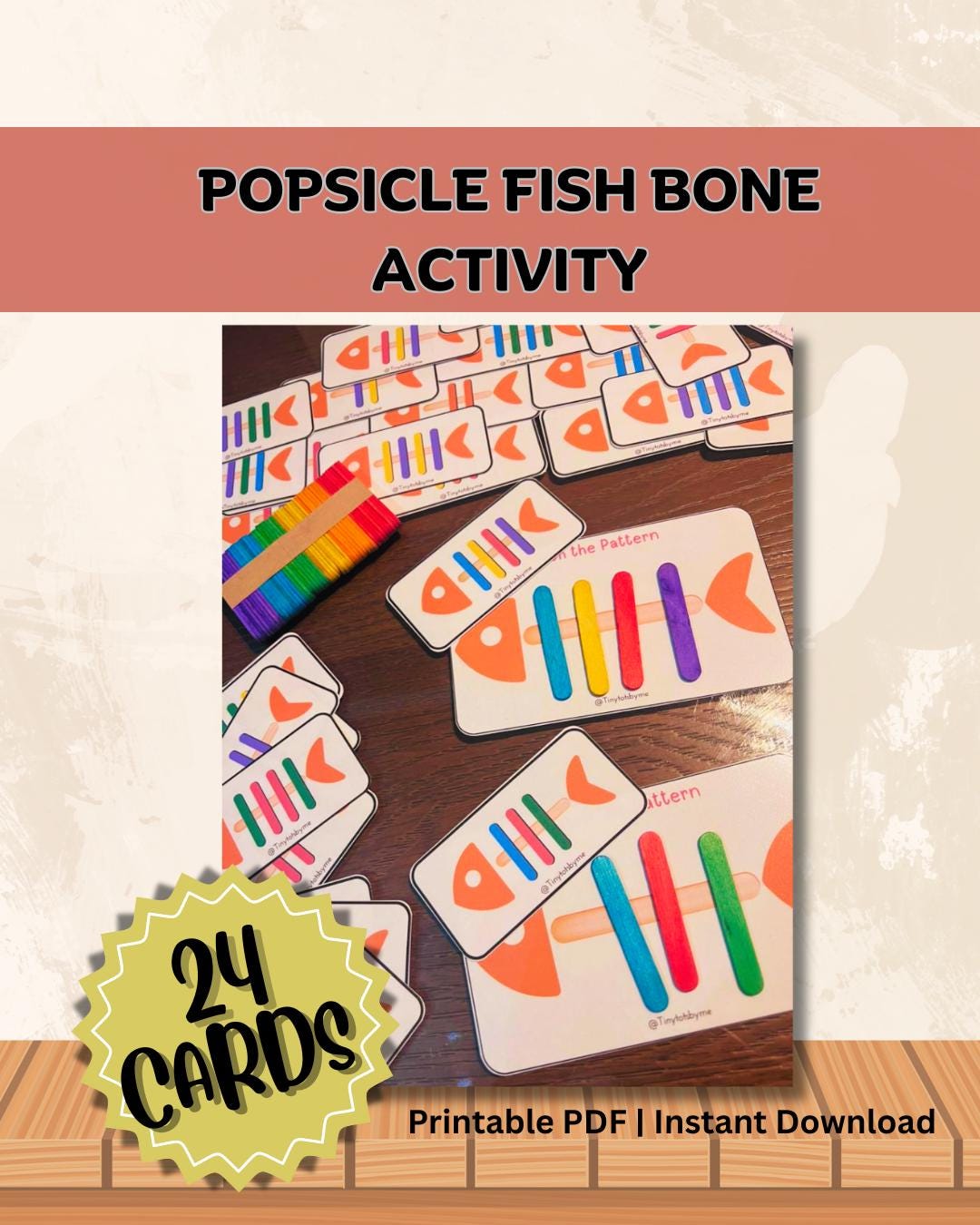 Popsicle Stick Fish Bone Matching Activity | Color Pattern Cards for ...