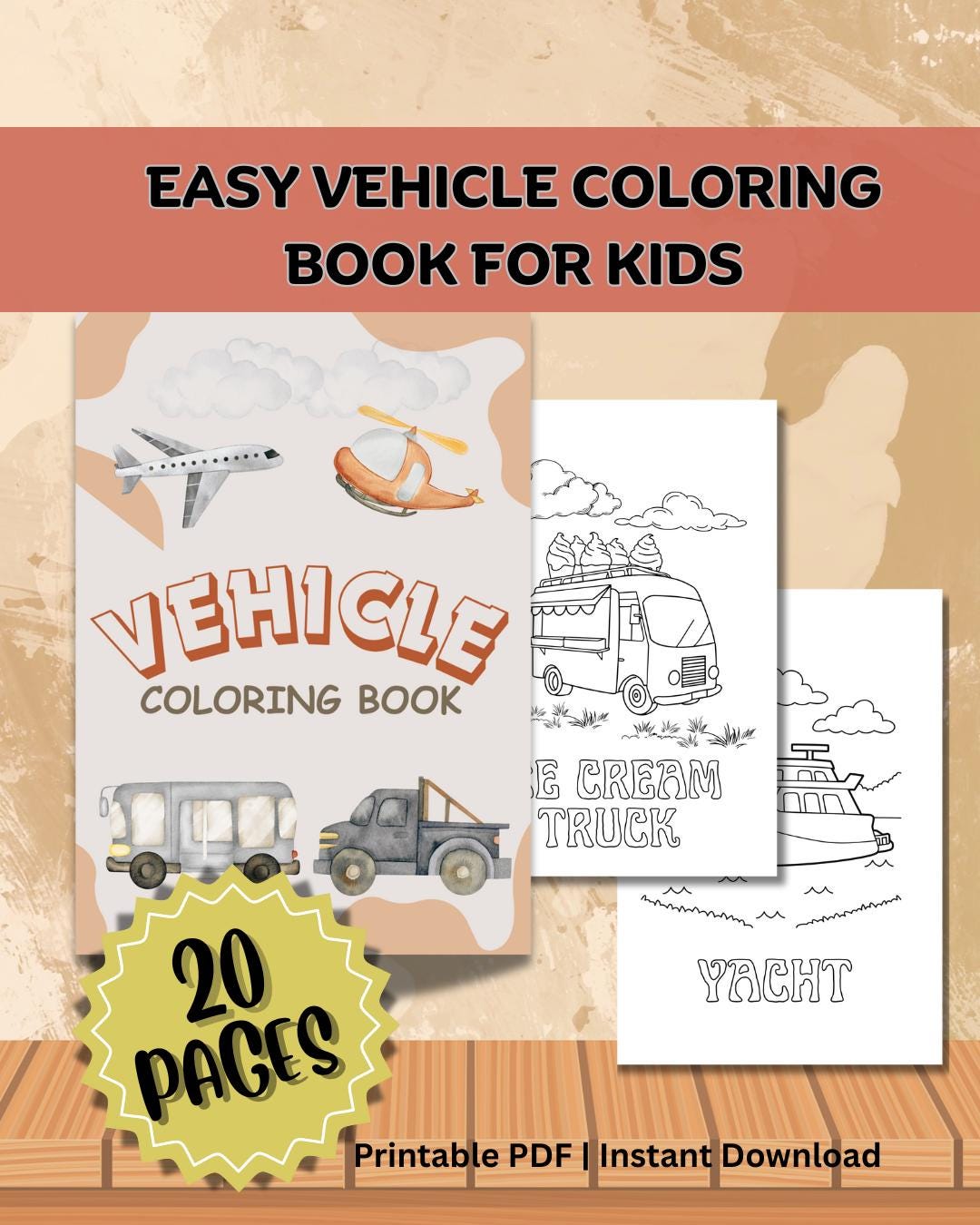 Easy Vehicle Coloring Book for Kids | Printable Transportation Coloring ...