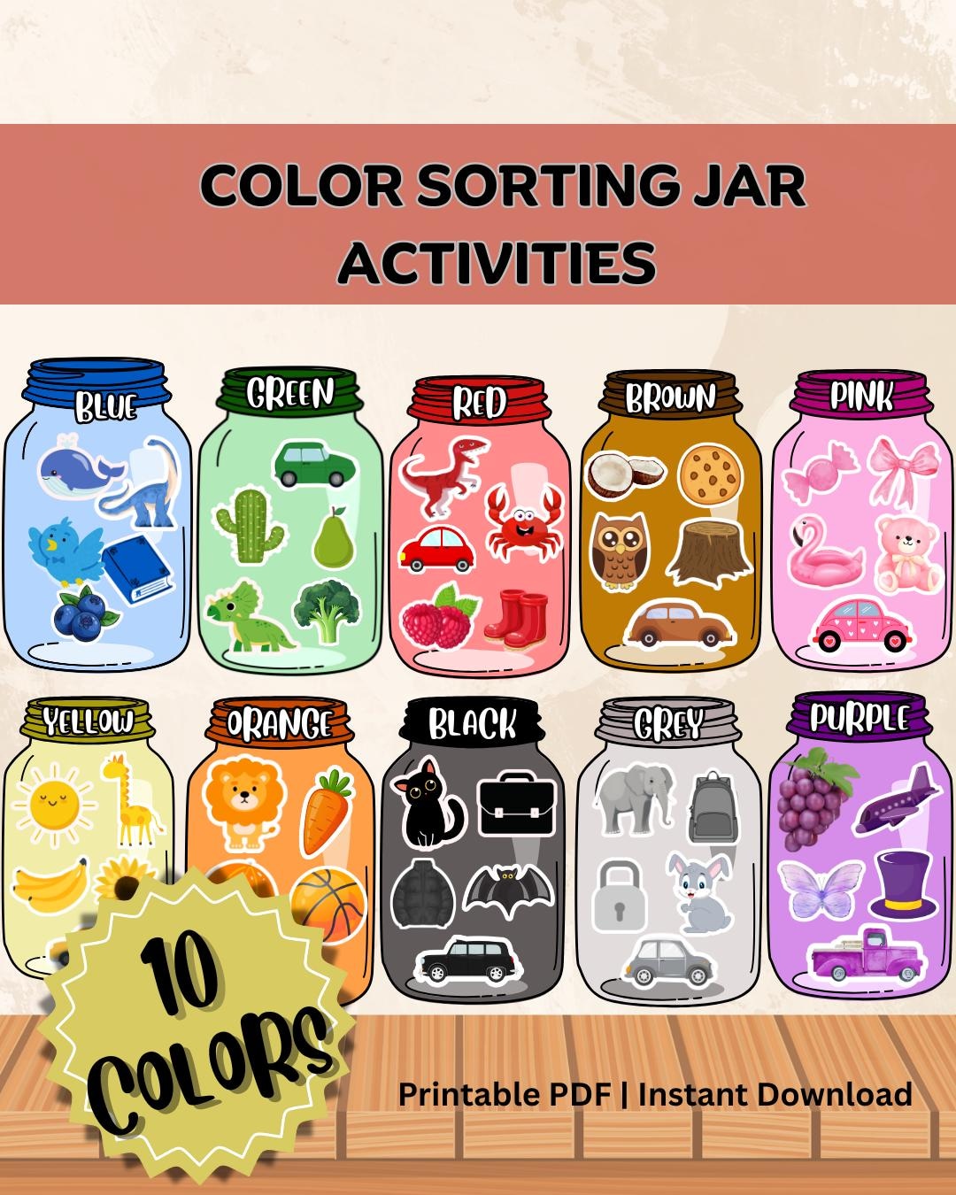 Color Sorting Jar Activities| Preschool Color Matching Printable ...