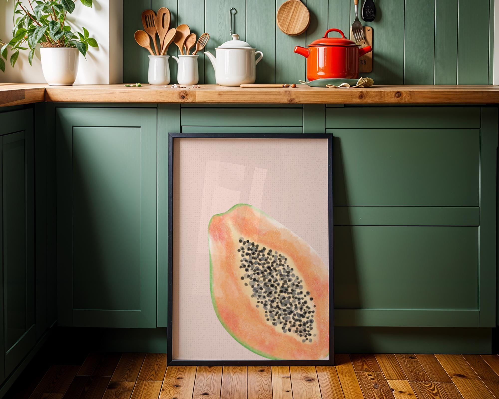Papaya Printable Poster | Tropical Fruit Wall Art | Minimalist Kitchen ...