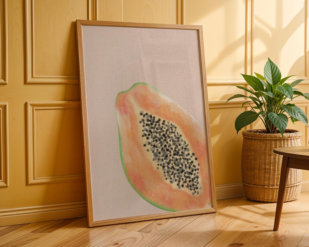 Papaya Printable Poster | Tropical Fruit Wall Art | Minimalist Kitchen ...