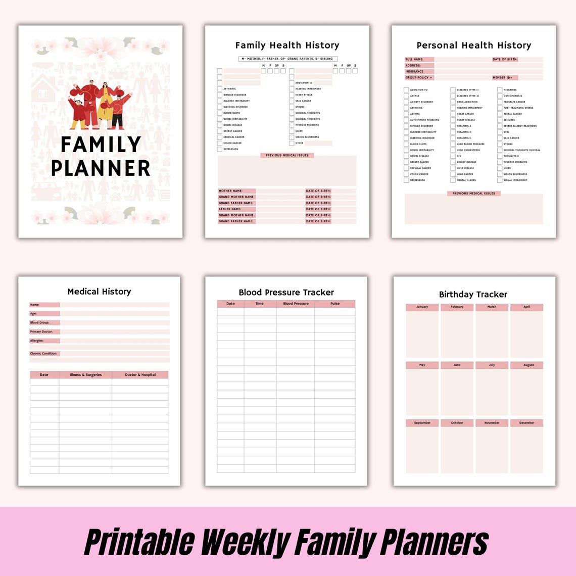 EDITABLE FAMILY PLANNER Command Center | Family Planner | Printable ...