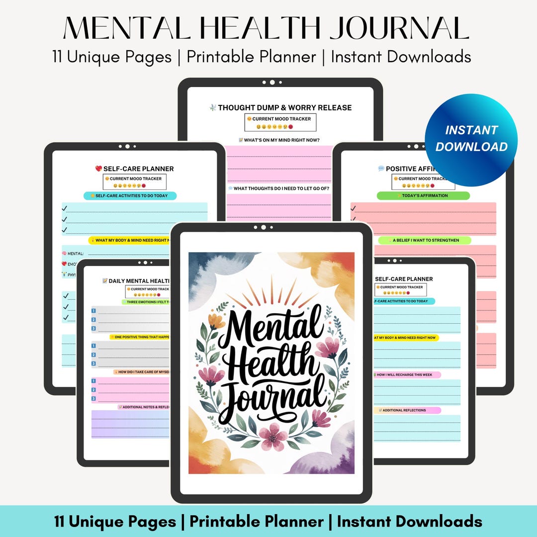 Mental Health Journal Bundle Printable,digital Mentalhealth Planner ...