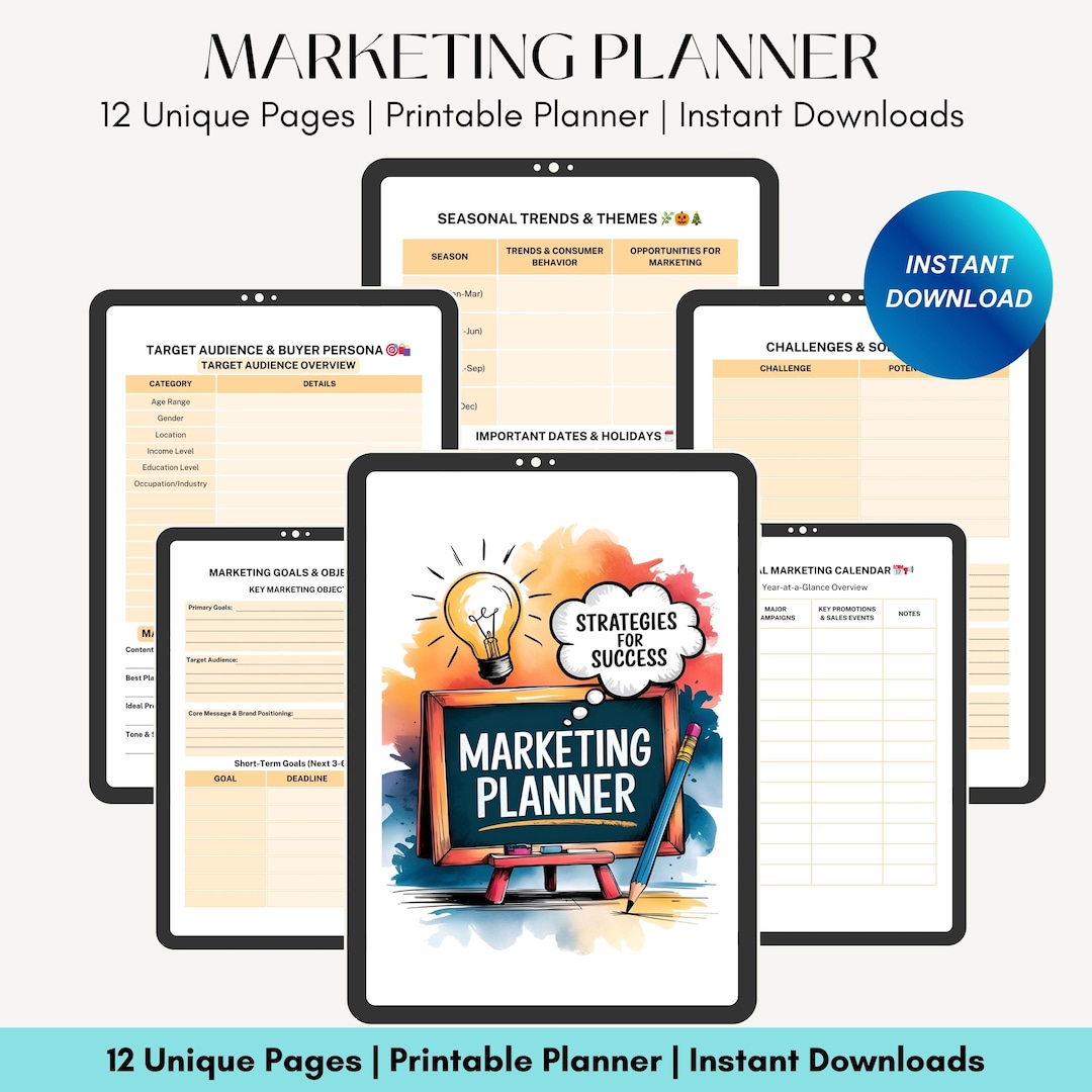 Marketing Plan Template Printable Marketing Social Media Planner ...