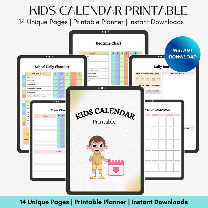 Printable Calendar, Printable PDF Printable Kids Calendar, Daycare ...