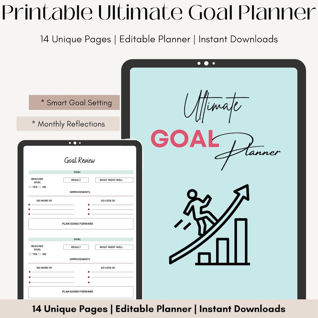 Printable Goal Planner Bundle: 14 Pages, Daily, Weekly, Monthly, Yearly ...