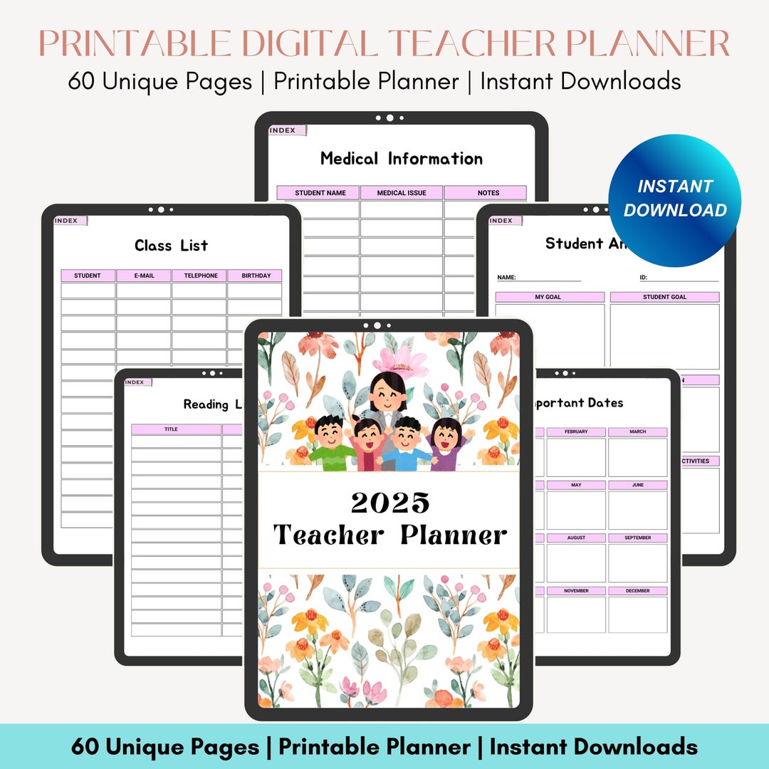2025 Teacher Planner for Canva Template 2025 Dated Digital Teacher ...