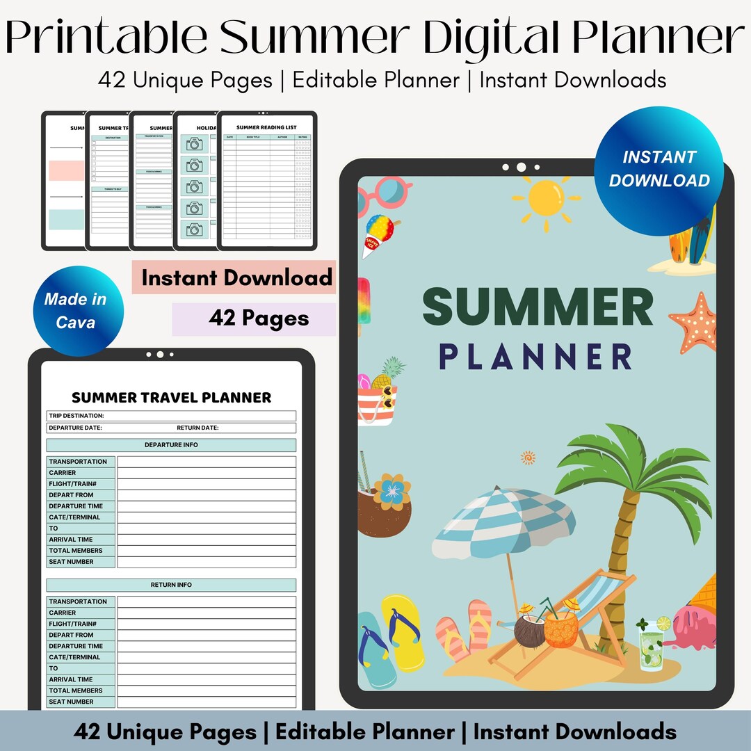 Printable Summer Planner: 42 Pages of Fun Activities, Bucket Lists ...
