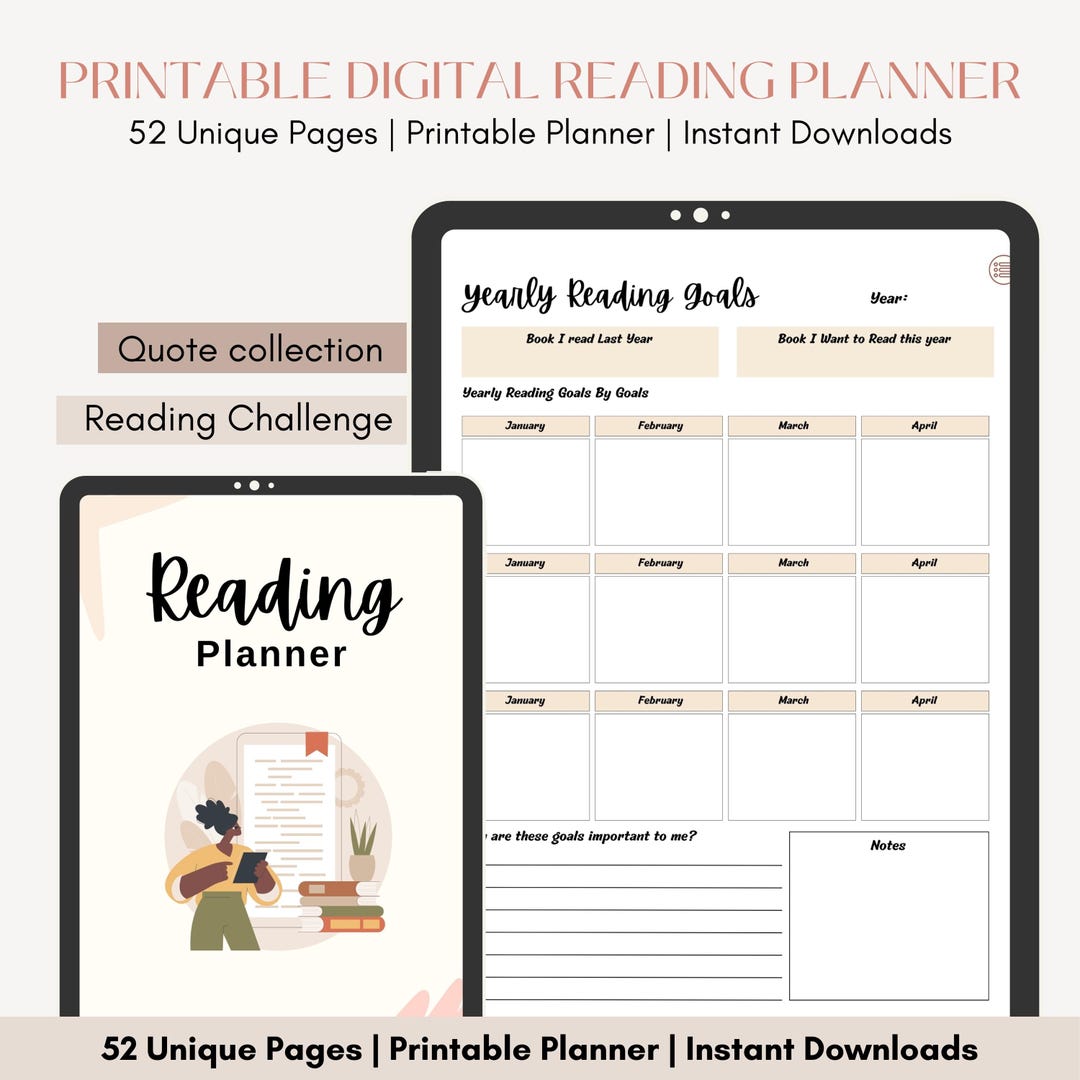 Digital Reading Journal, Book Tracker, Reading Planner, Reading Tracker ...