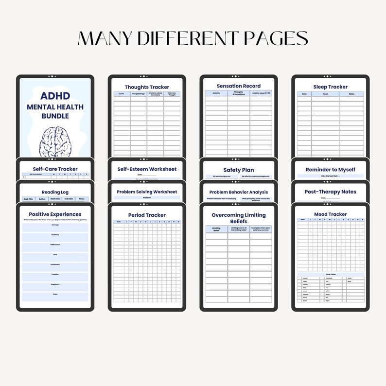 ADHD & Mental Health Planner, ADHD Planners Therapy Worksheets, ADHD ...