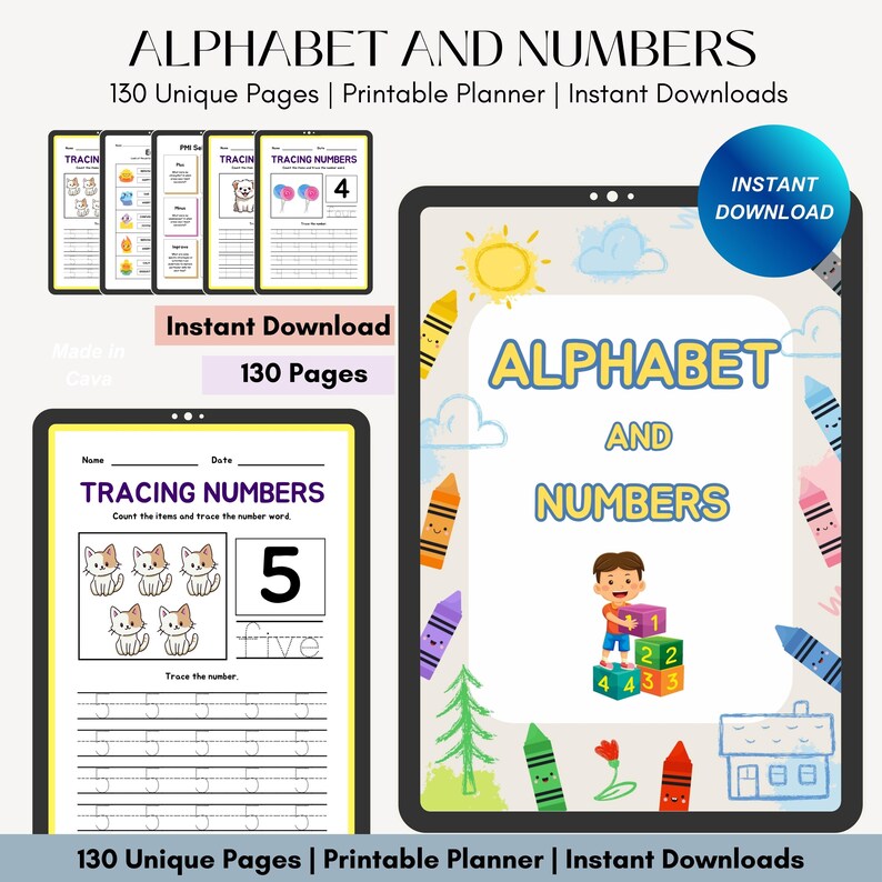 Alphabet Worksheets Printable Tracing Coloring Homeschool Teacher Kids ...