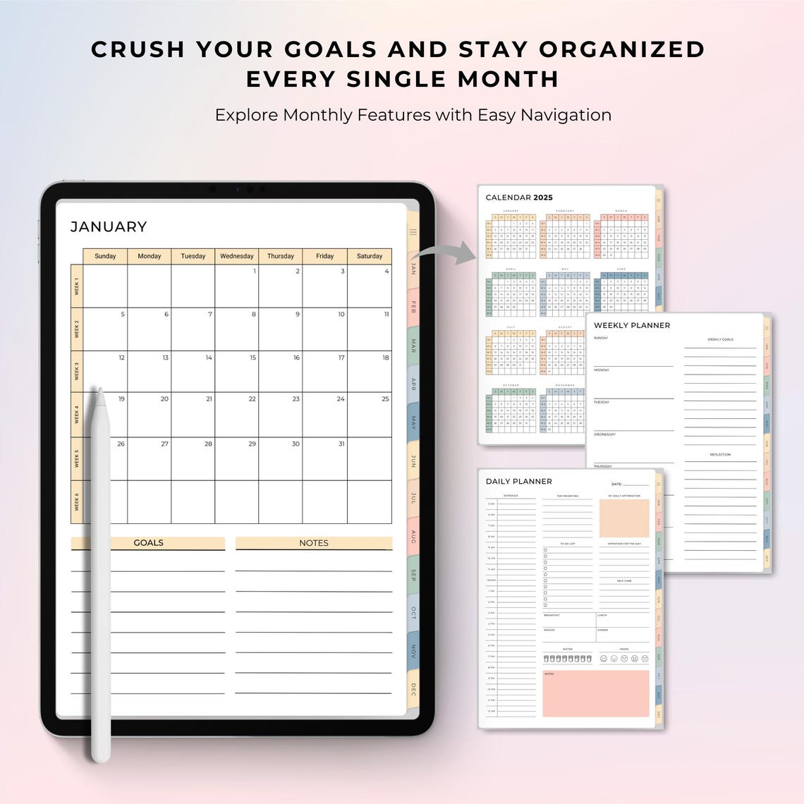 2025 Rainbow Life Planner Printable | Daily Weekly Monthly Undated ...