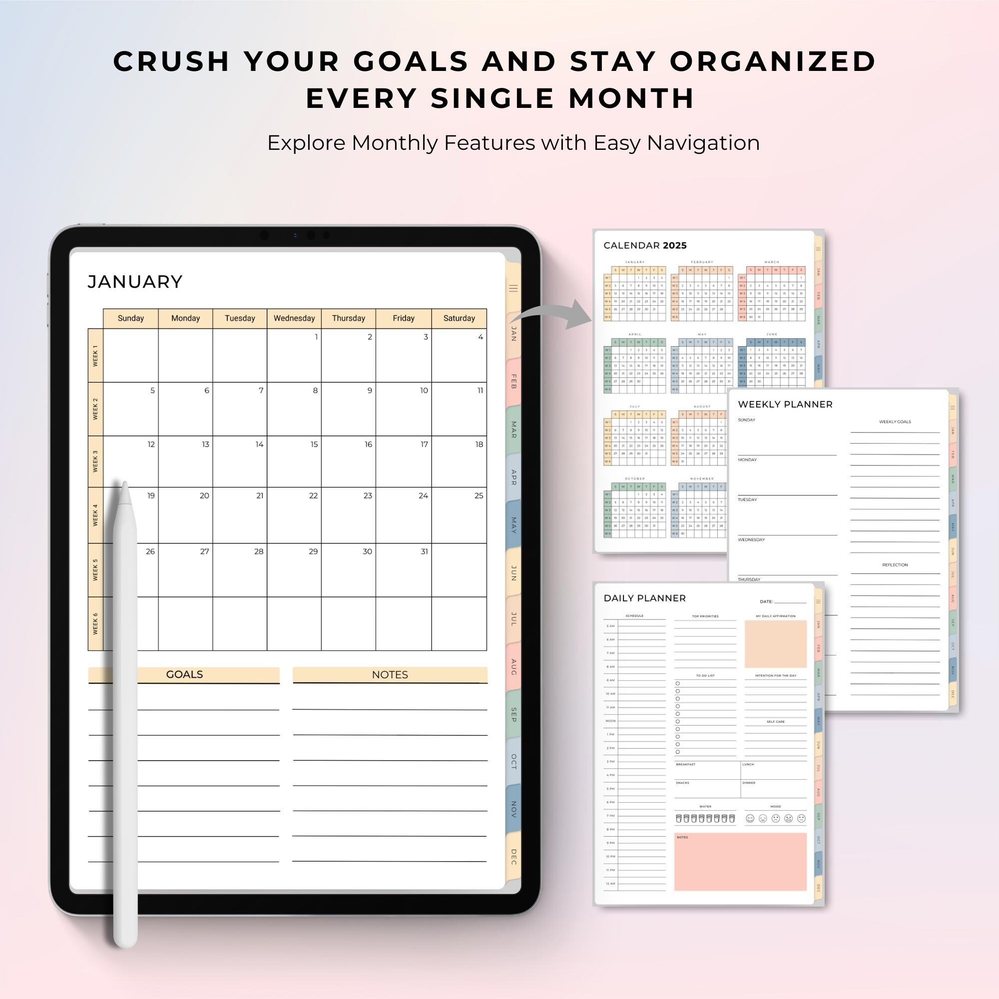 2025 Rainbow Life Planner Printable | Daily Weekly Monthly Undated ...