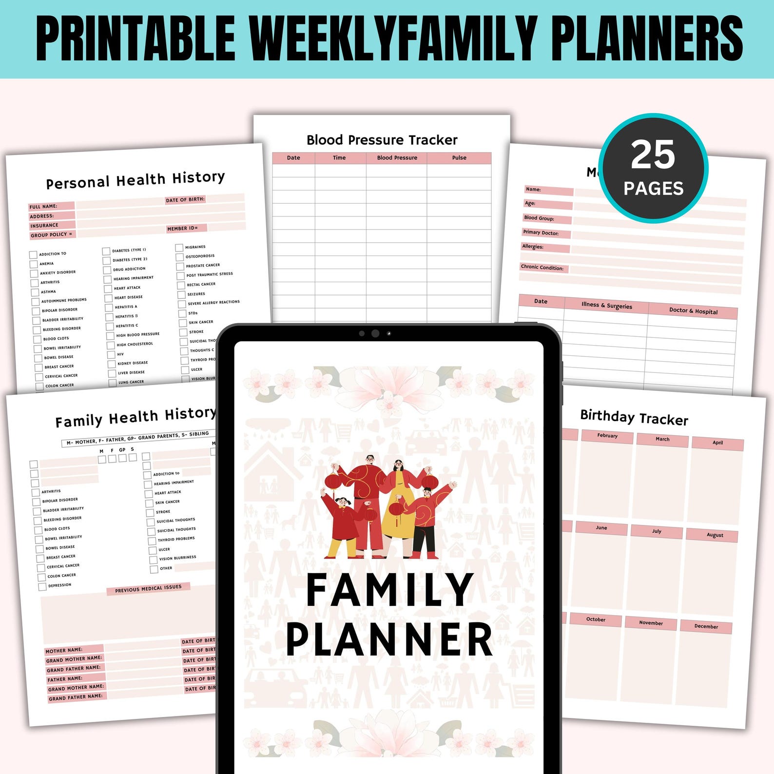 EDITABLE FAMILY PLANNER Command Center | Family Planner | Printable ...