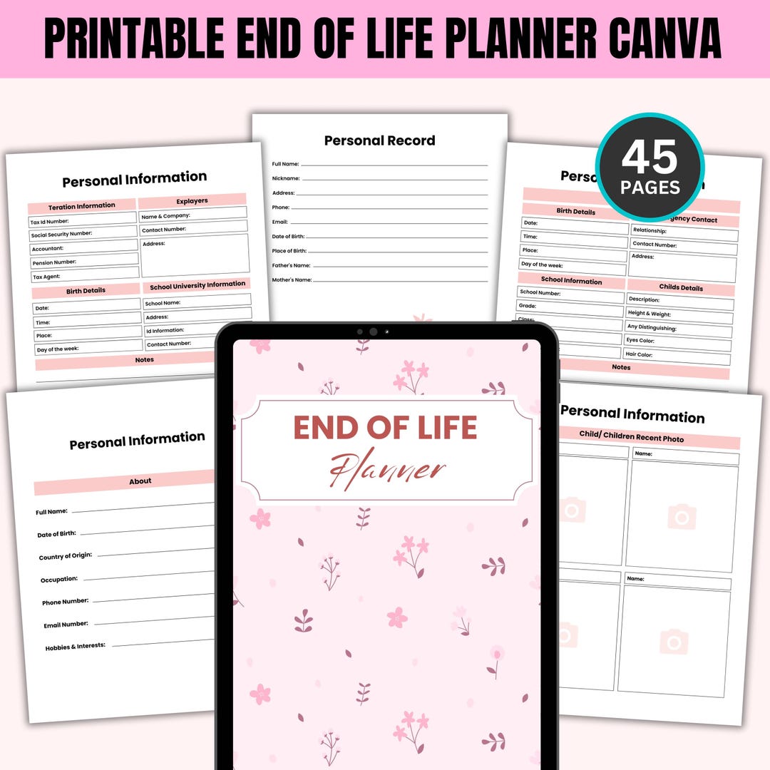 End of Life Planner Printable, When I Die Printable Planner, Emergency ...