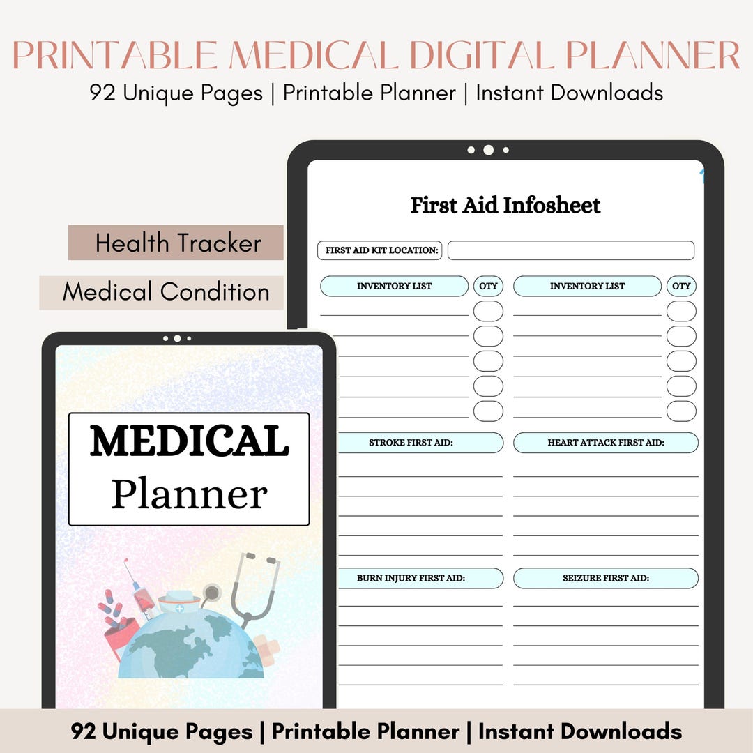 Digital Medical Planner Template | Healthcare Planner | Health Planner ...