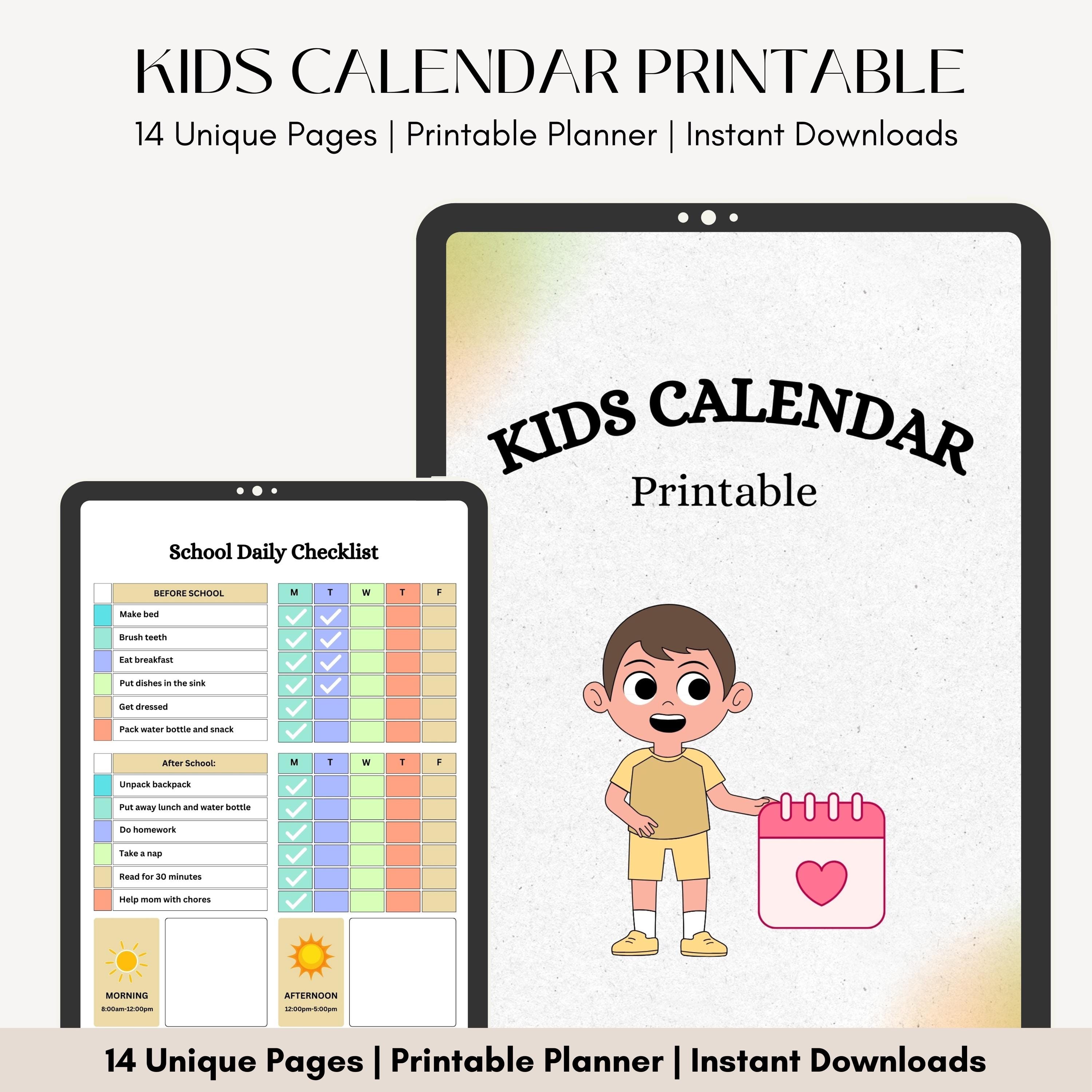 Printable Calendar, Printable PDF Printable Kids Calendar, Daycare ...