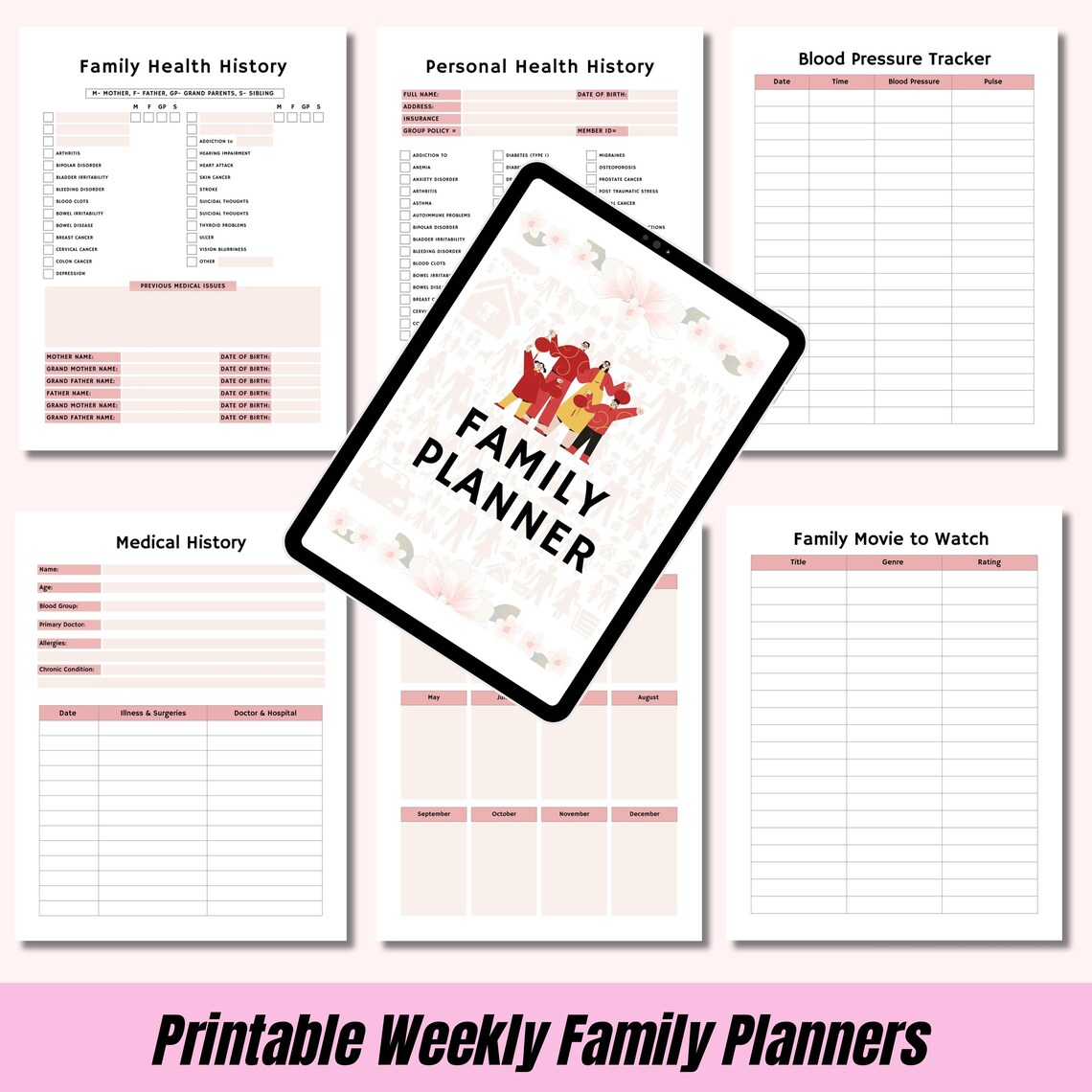 EDITABLE FAMILY PLANNER Command Center | Family Planner | Printable ...