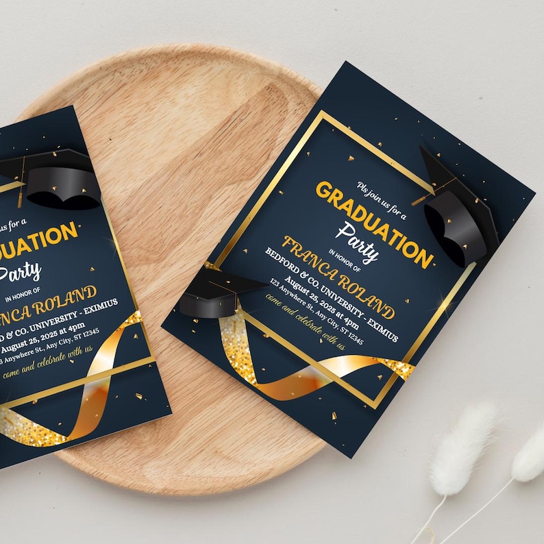 Graduation Party Invitation, Digital Navy Blue Invite, 2025 Grad Party ...
