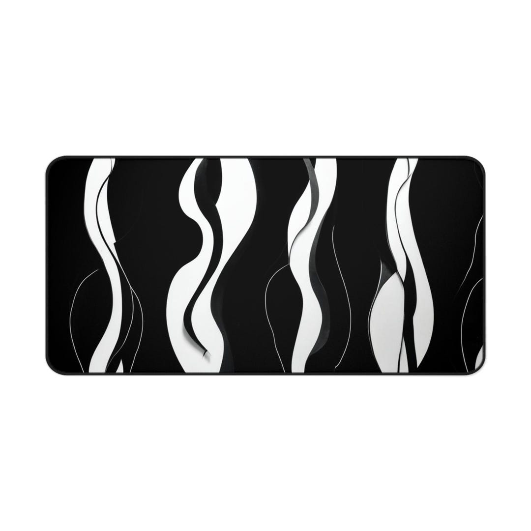 Elegant Black Waves Desk Mat - Modern Office Decor, Stylish Workspace ...