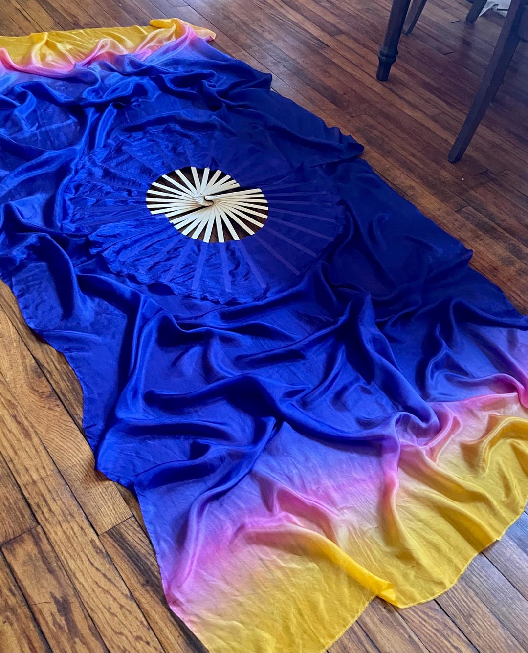 Blue Lotus Silk Veil Fans • Deep Blue-violet Hand-dyed Habotai Silk ...