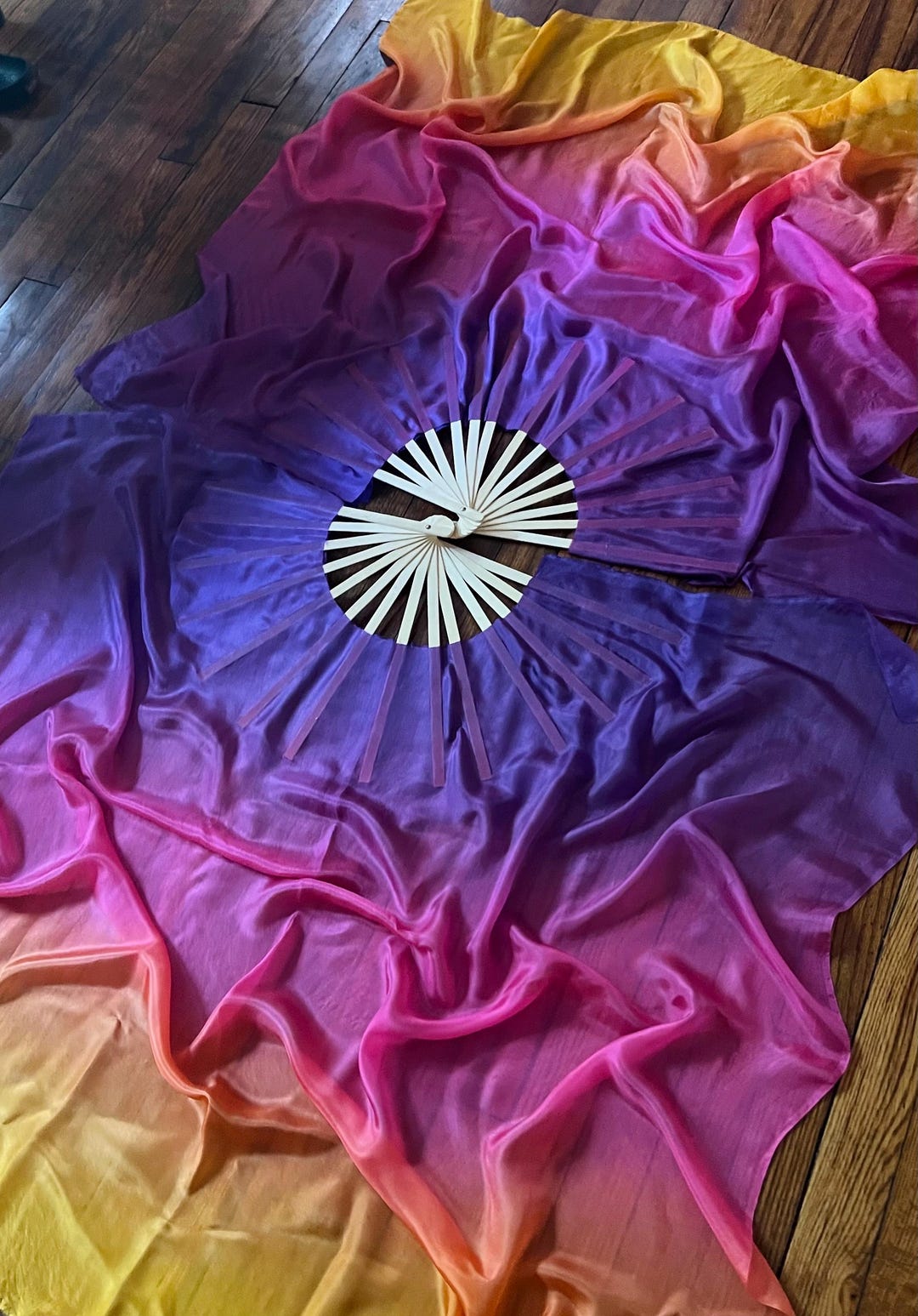 Ultraviolet Flame Silk Veil Fans • Purple, Pink + Gold Hand Dyed ...