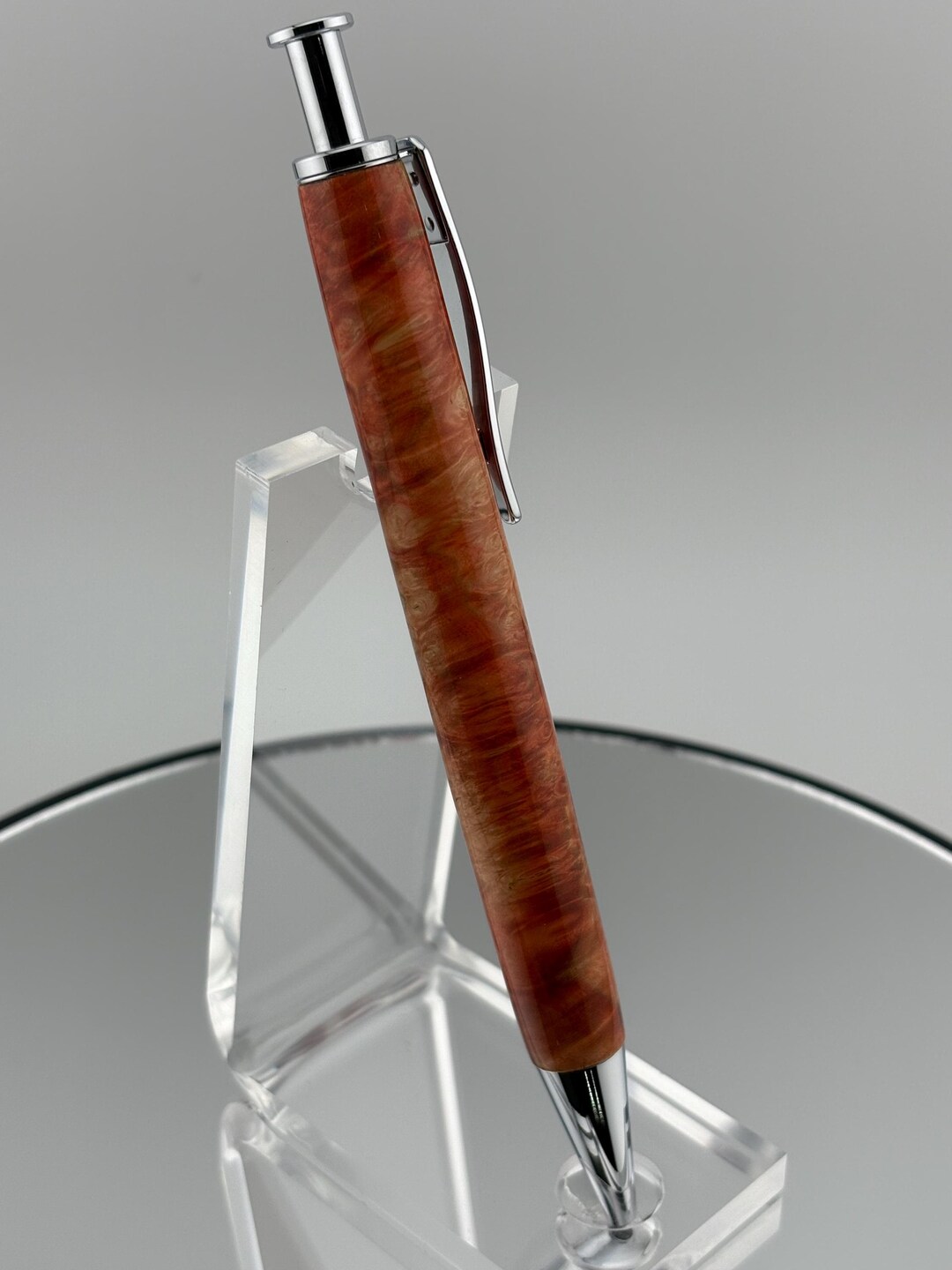 Handmade Flame Box Elder Burl Pen: Titanium Clicker Pen - Etsy