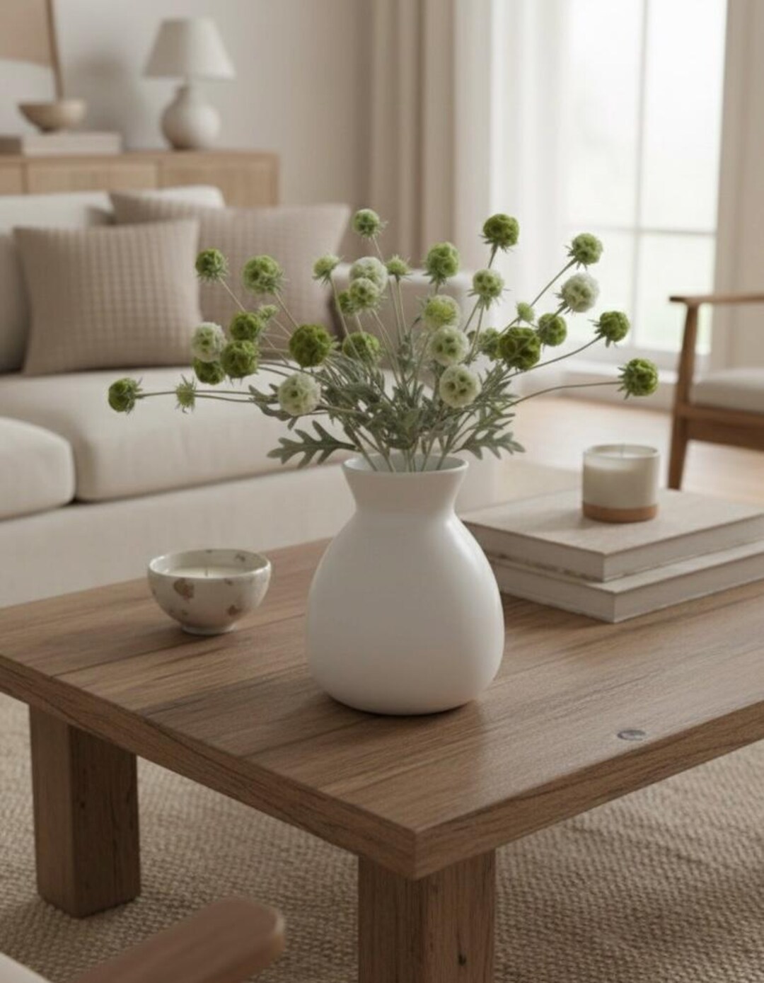 Realistic Faux Starflower Scabiosa Stems | Modern Thistle Decor ...