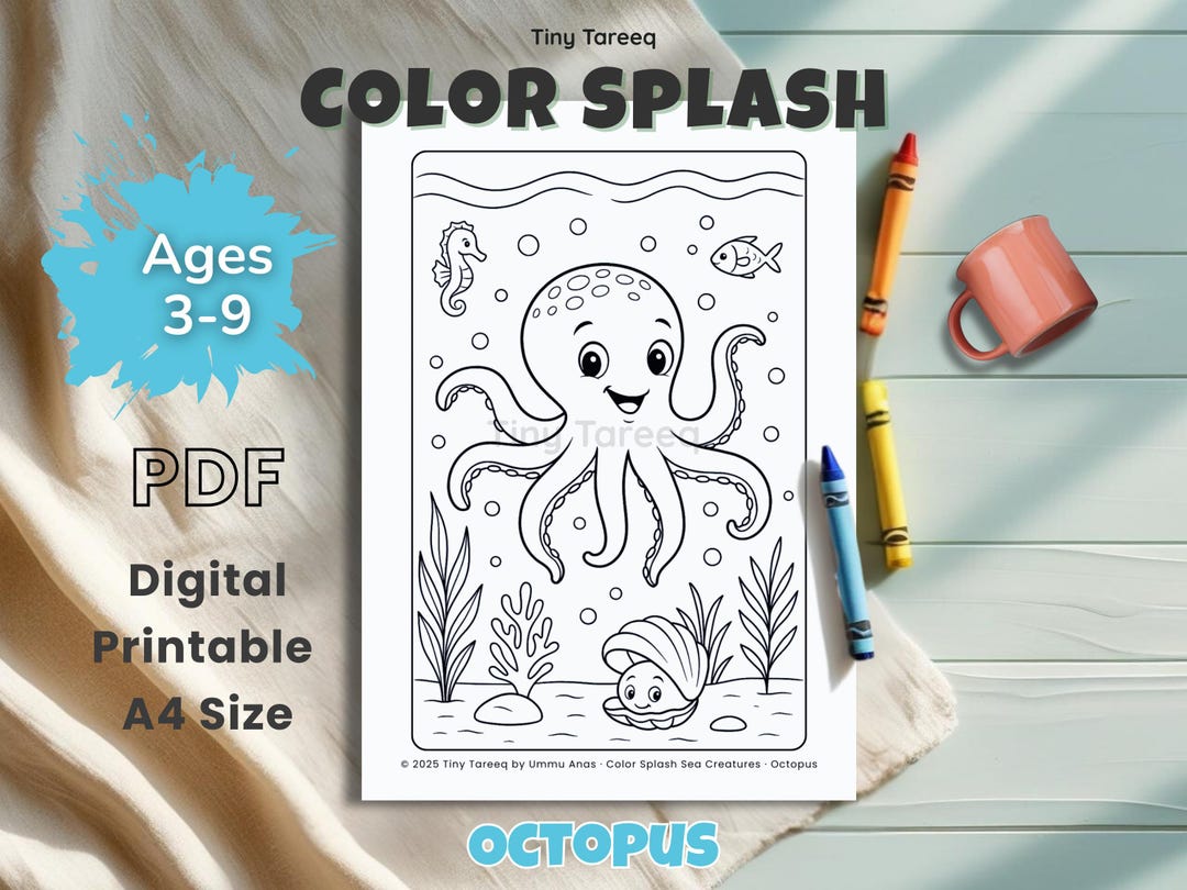 Octopus Coloring Page for Kids: Fun Sea Animal Activity (printable PDF ...