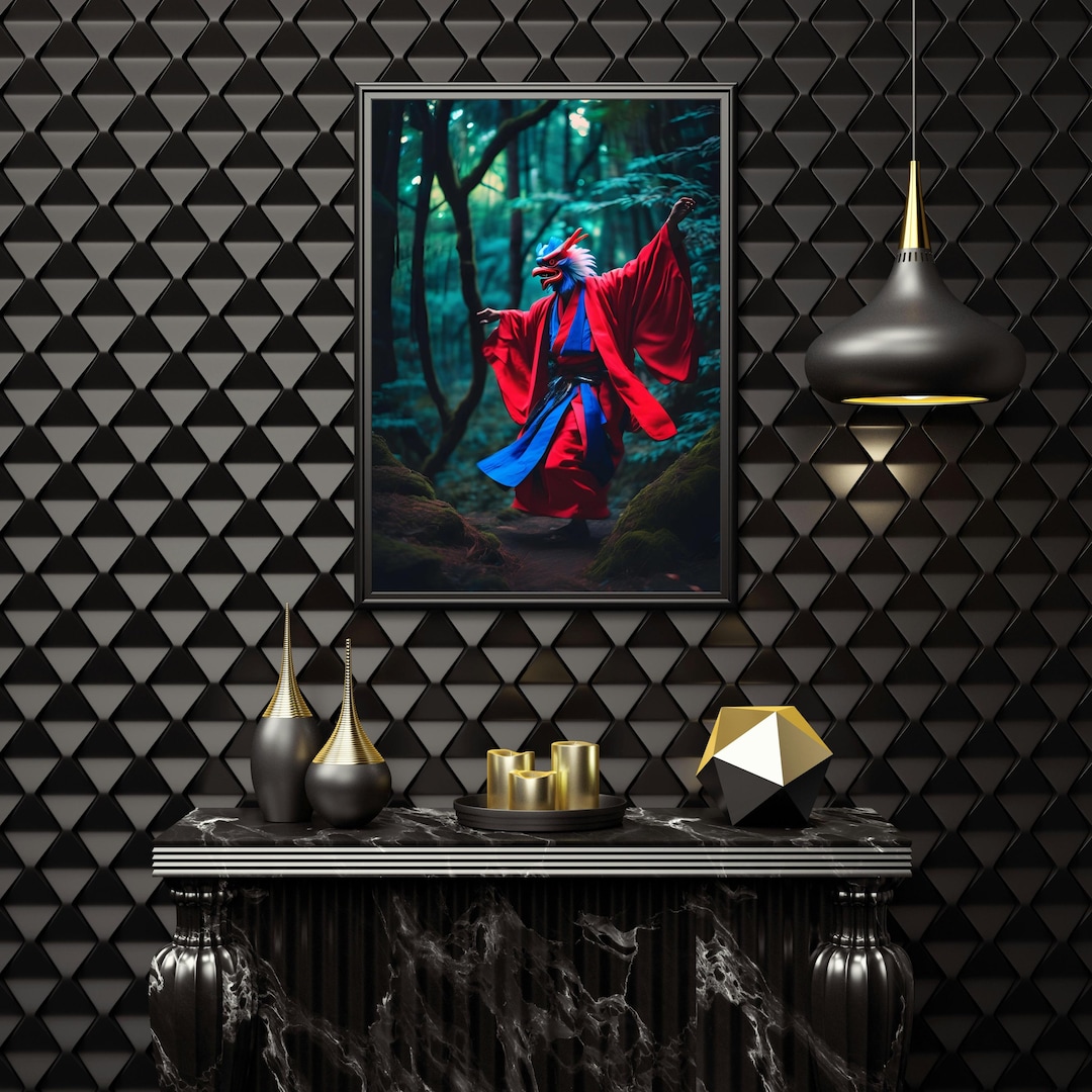 Tengu Dance, Japanese Digital Art, Wall Art, Tengu, Youkai, Yokai, Cool ...